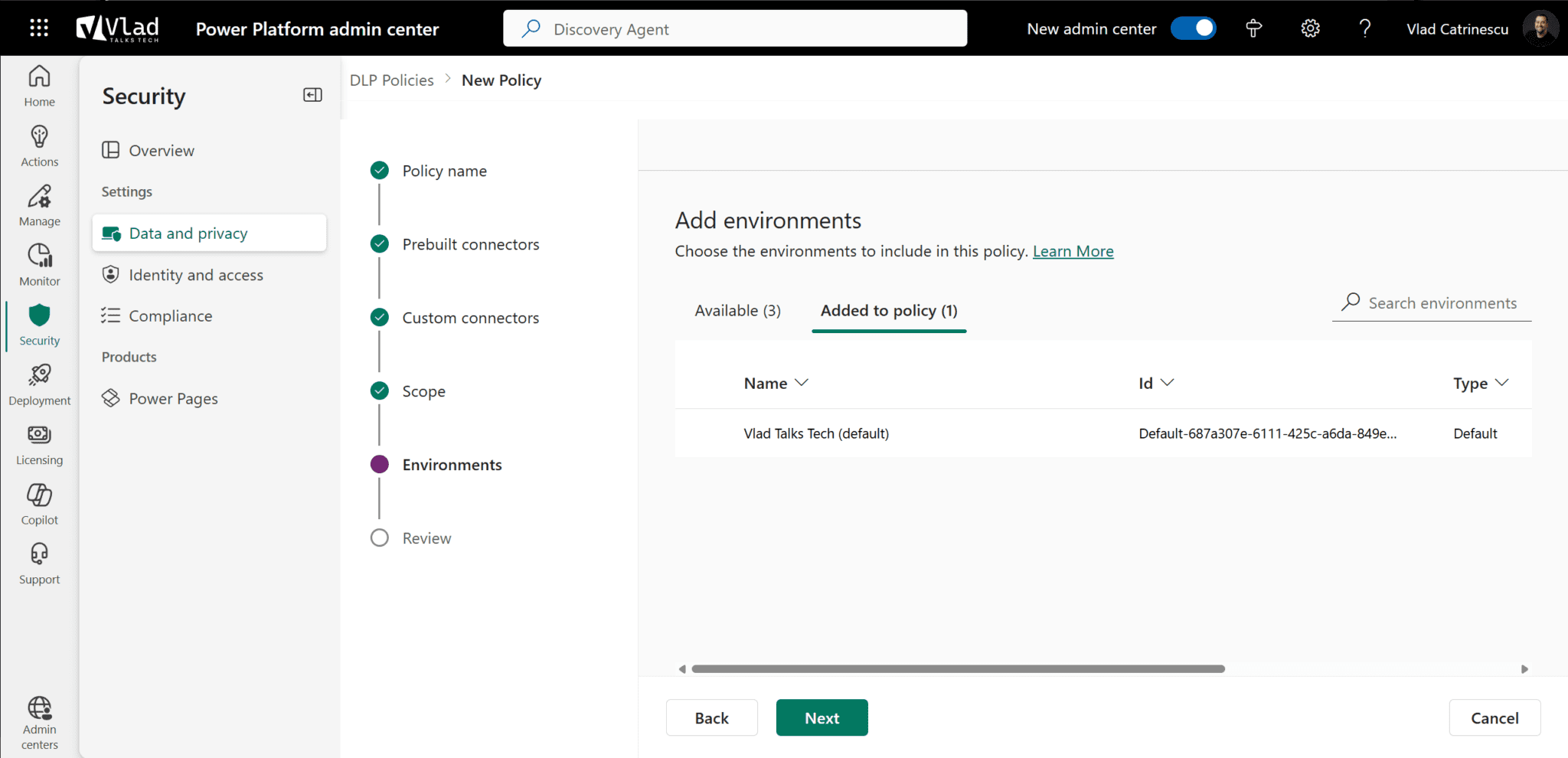 How to set up Power Platform DLP policy