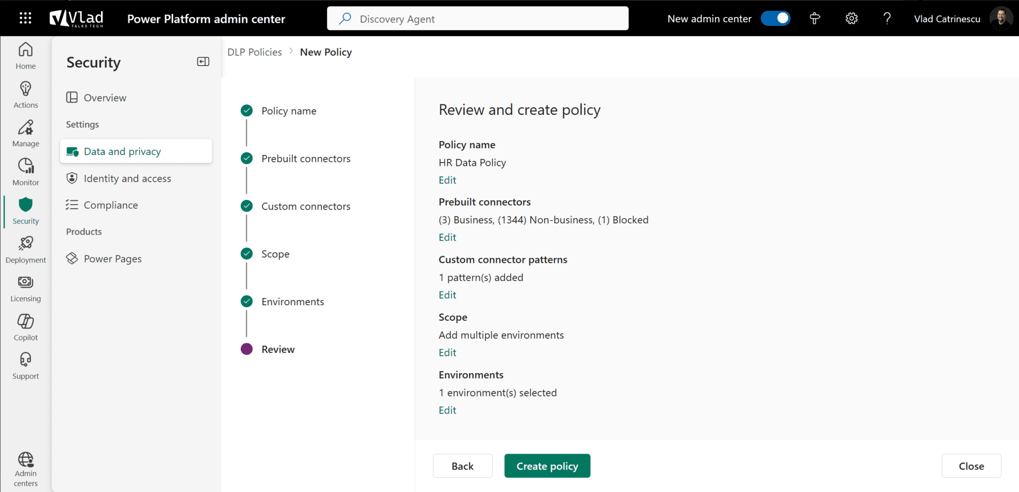 How to set up Power Platform DLP policy